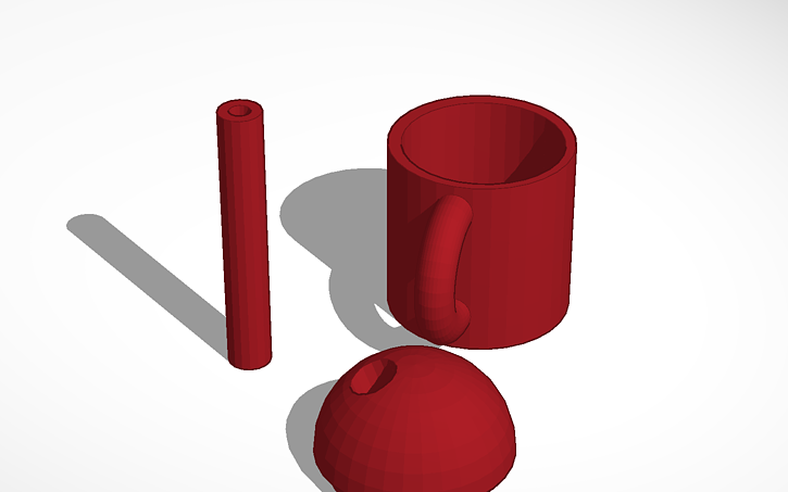 3D design Capped cup with straw - Tinkercad