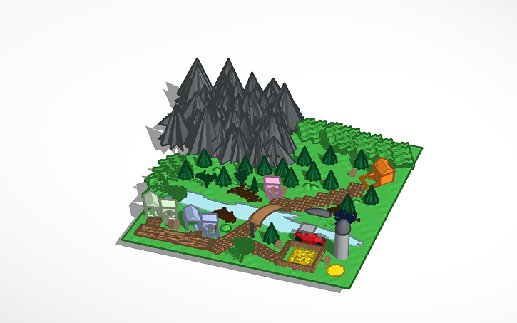 3D design Pueblo rural - Tinkercad