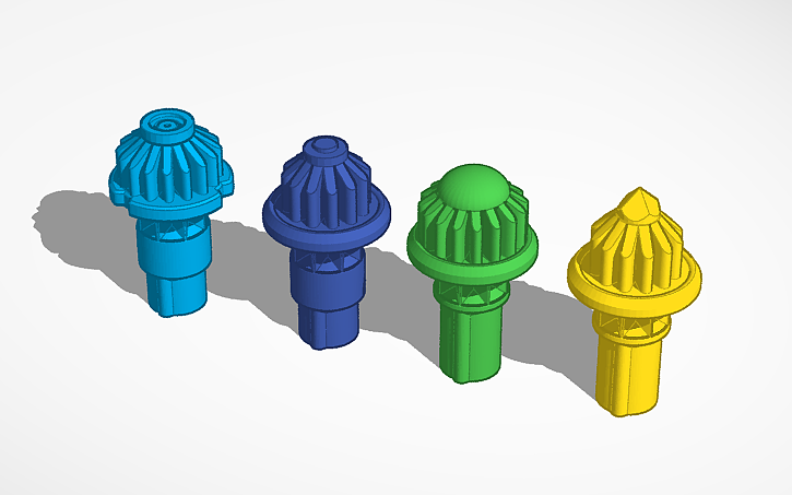 3D design Beyblade X Bits: Low Accel, Swift, Wide Ball, Stake - Tinkercad