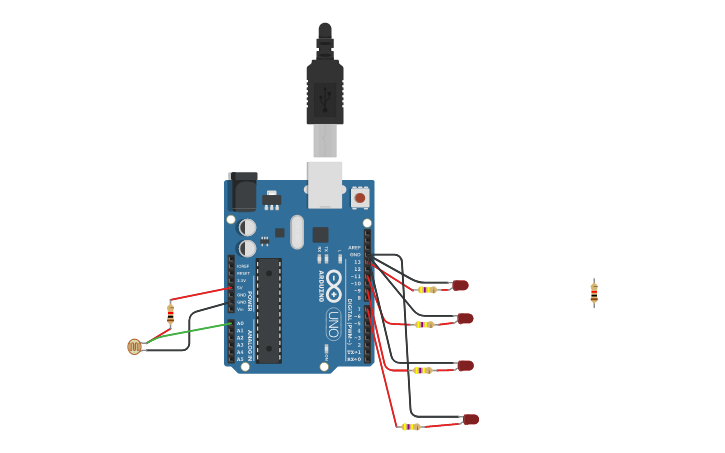 Circuit design sensor ldr ronaldo | Tinkercad