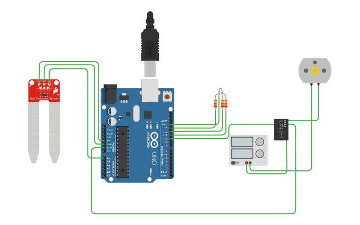 Circuit design Automatic Watering System - Tinkercad