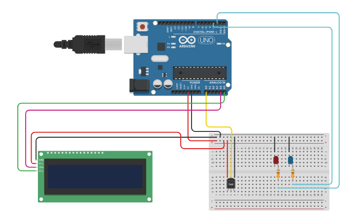 Circuit Design Sensor De Temperatura Y Humedad Tinkercad