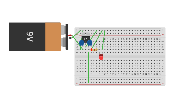 Circuit design 5V Regulator - Tinkercad