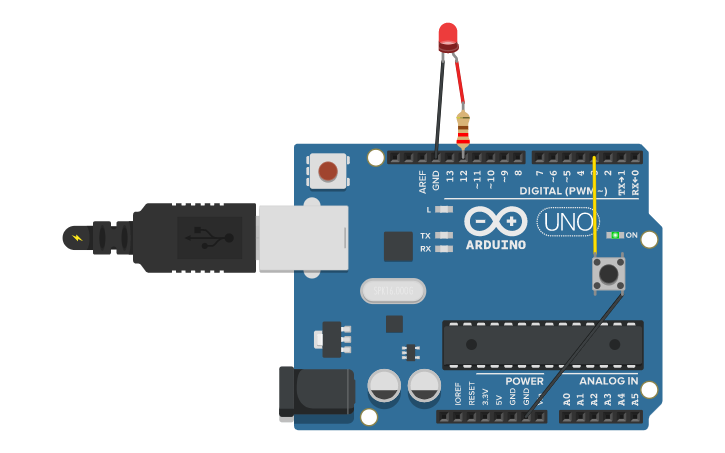 Circuit design Latching led - Tinkercad