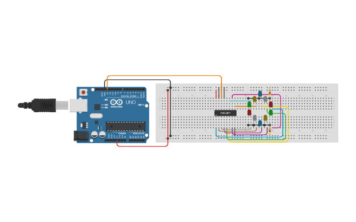 Circuit design LED Chaser using Johnson Decade - Tinkercad