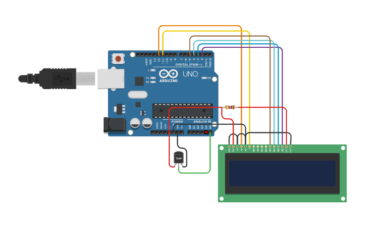 Circuit design Temp LM35 Sensor - Tinkercad