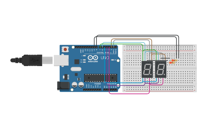 Circuit design EXTRA arduino seven segment - Tinkercad