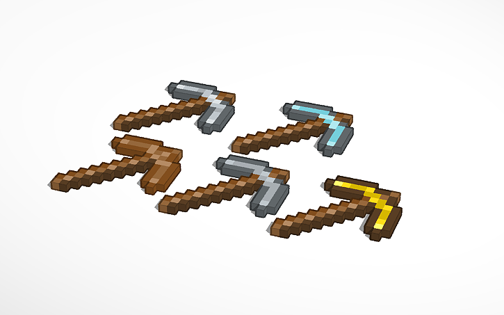 3D design Minecraft Tools: pickaxes Grouped | Tinkercad