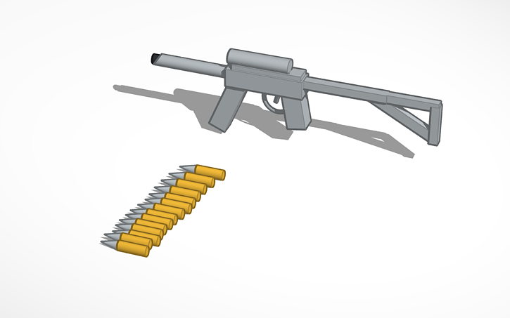 3D design gun with bullets - Tinkercad
