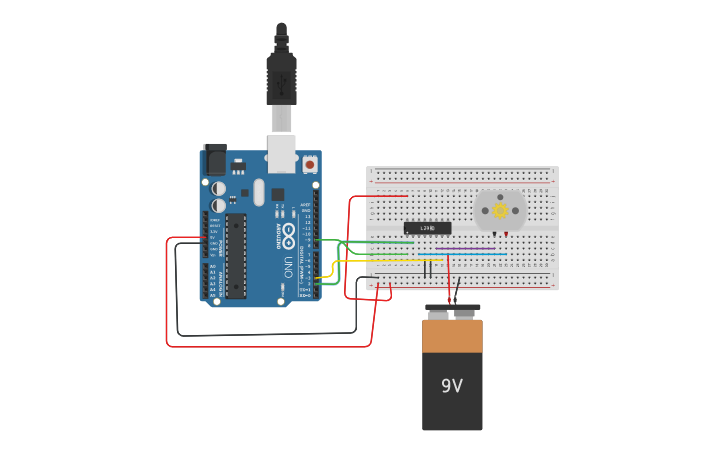 Circuit design DC Motor Interfacing - Tinkercad