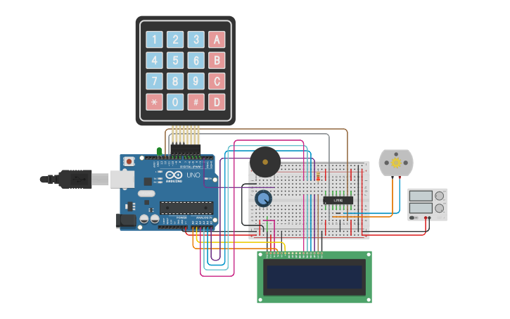 Circuit design Password based door lock - Tinkercad