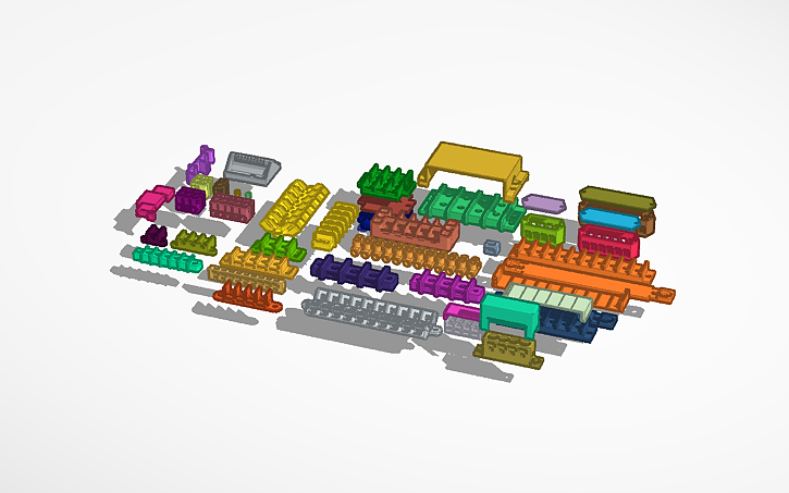 3D design electro terminal block strip collection - Tinkercad