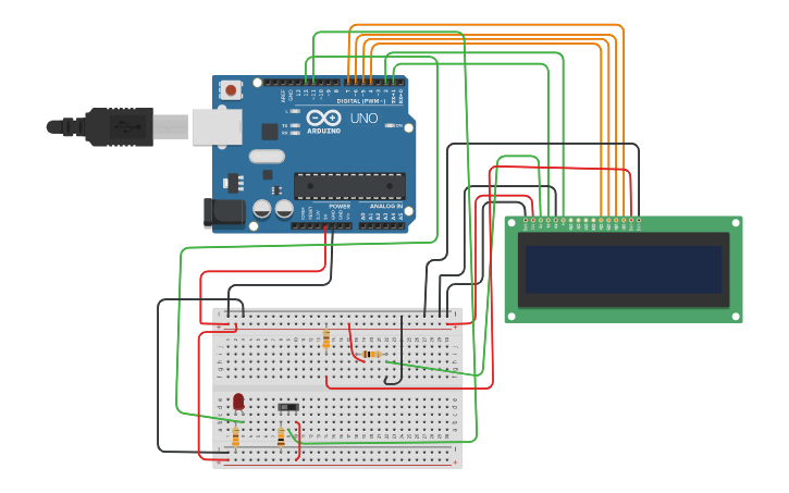 Circuit design Lv.1 LCD - LED with SlideSwitch - Tinkercad