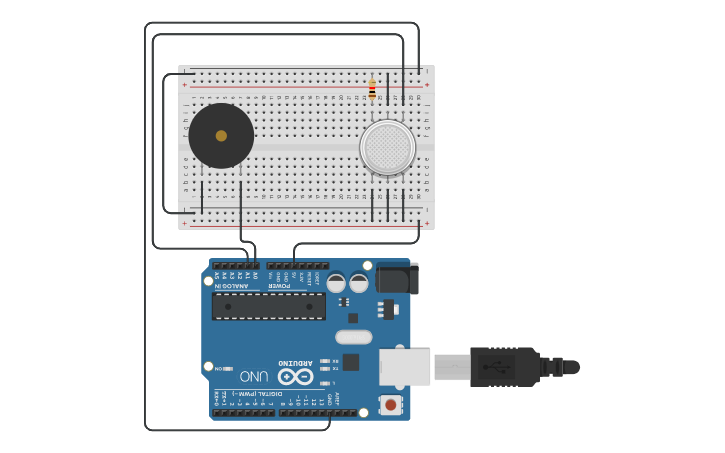Circuit design Smoke Detector - Tinkercad