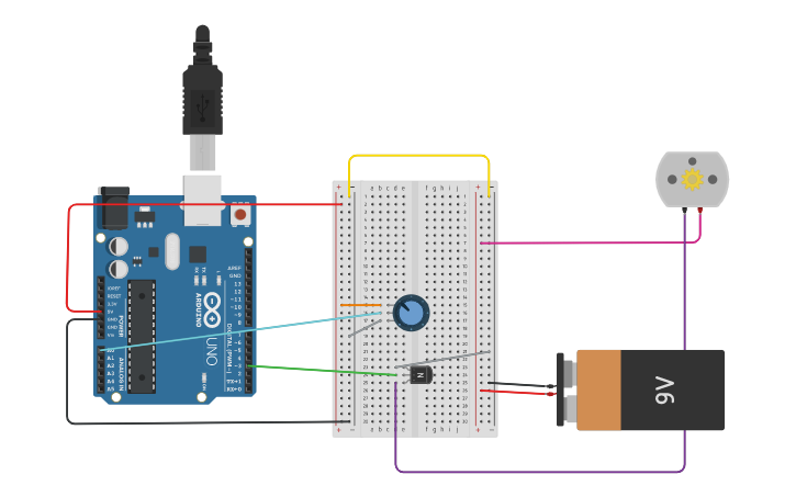 Circuit design PWM motor control - Tinkercad