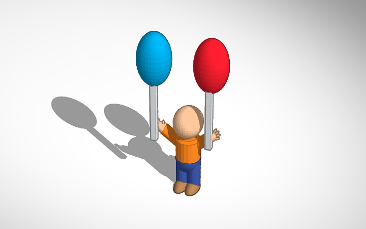 3D design boy with balloons - Tinkercad