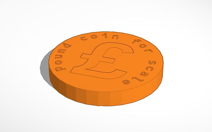 3D design Pound Coin for scale - Tinkercad