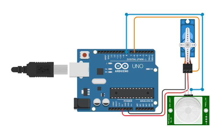 Circuit design Automatic door - Tinkercad