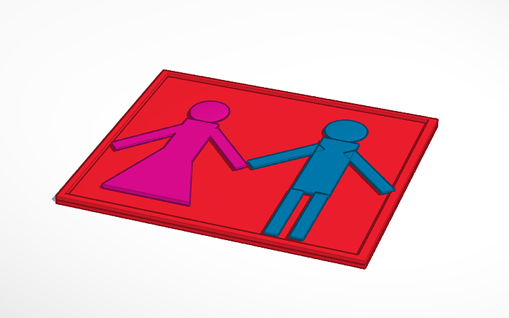 3D design bathroom sign - Tinkercad