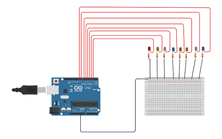 Circuit design 10 LED Array - Tinkercad