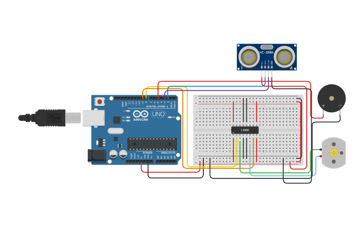 Circuit design Water level monitor - Tinkercad