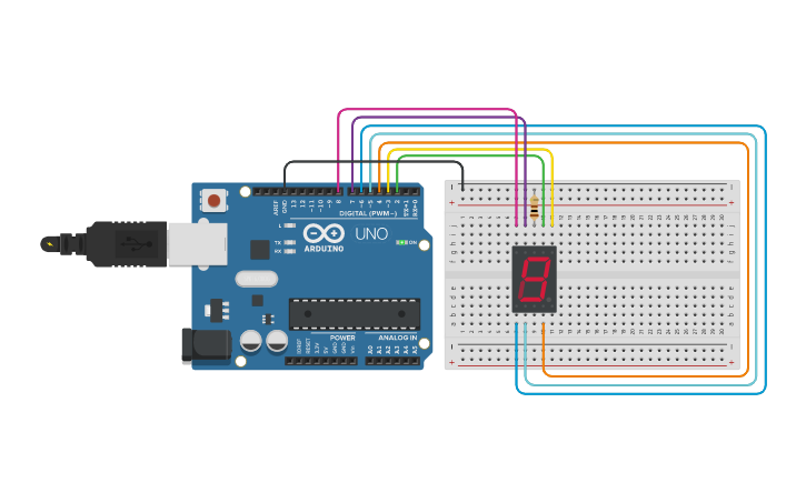 Circuit design Decade Counter (0 - 9) | Tinkercad