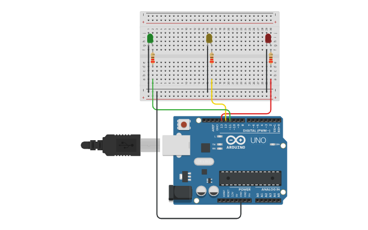 Circuit design Semáforo simple con arduino - Tinkercad