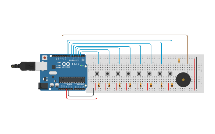 Circuit design piano - Tinkercad