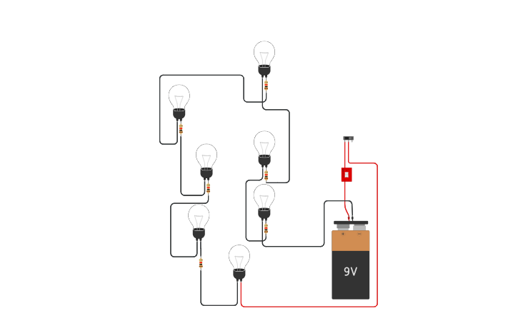 Circuit design Rangkaian Seri - Tinkercad