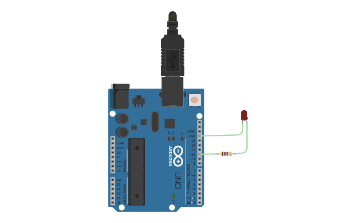 Circuit design Prática 01 - LED | Tinkercad