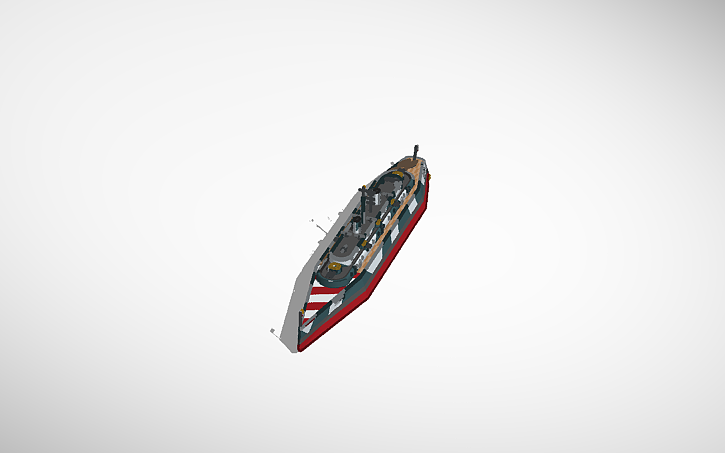 3D design Pompey Class Ironclad Frigate - Tinkercad