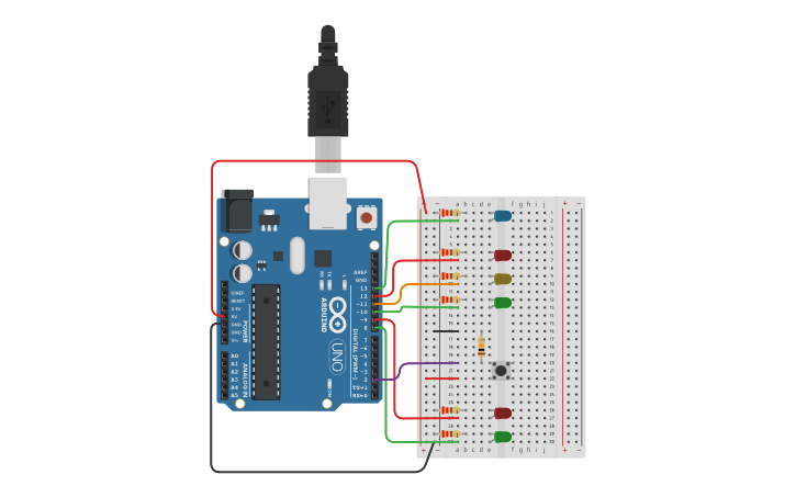 Circuit Design Feux Tricolore Tinkercad