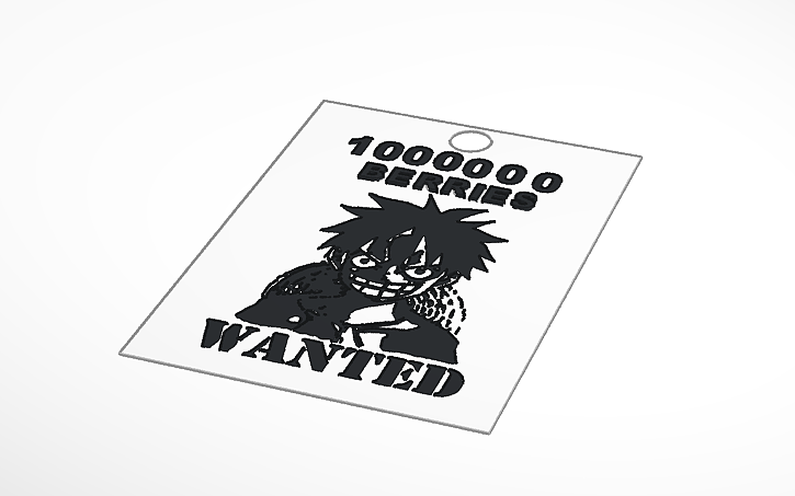 3D design Luffy wanted poster - Tinkercad