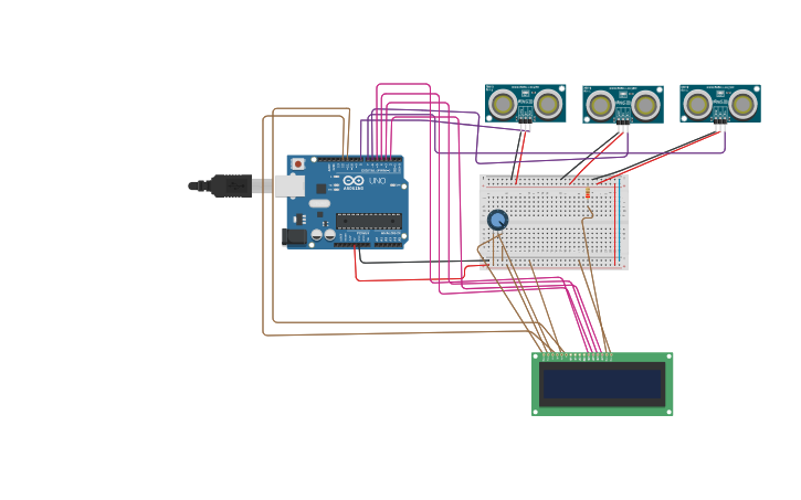 Circuit design Smart car parking system - Tinkercad
