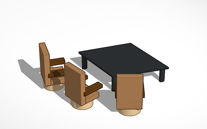 3D design Table and Chairs - Tinkercad
