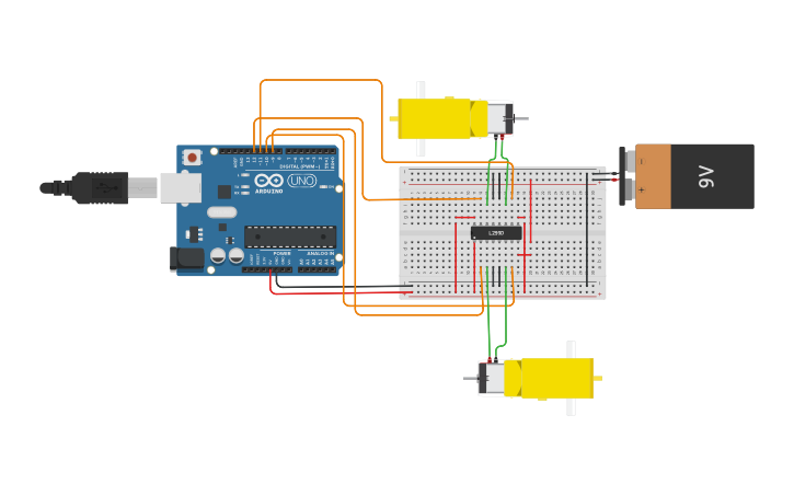 Circuit design First sumo robot session - Tinkercad