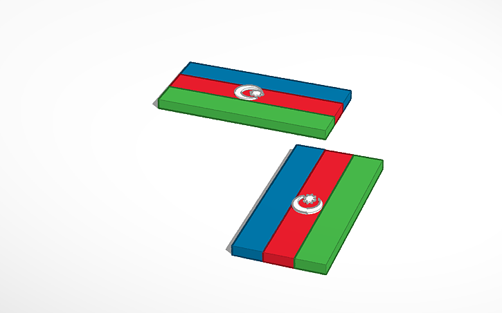 3D design Azerbaycan bayragi - Tinkercad