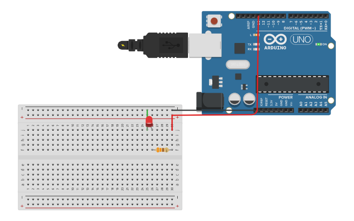 Circuit design Blinking An LED | Tinkercad