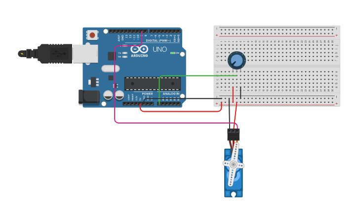 Circuit design Servo - Tinkercad