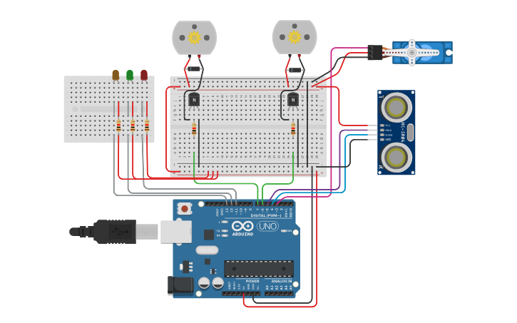 Circuit design Copy of rover evita ostacoli | Tinkercad
