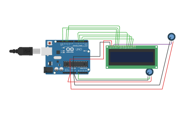 Circuit design Reading potentiometer Value in LCD - Tinkercad