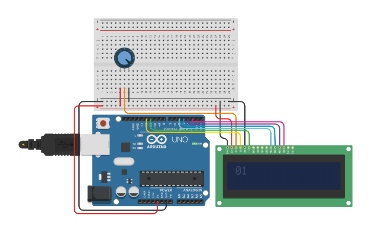 Circuit design B. LIQUID CRYSTAL AUTOSCROLL() | Tinkercad