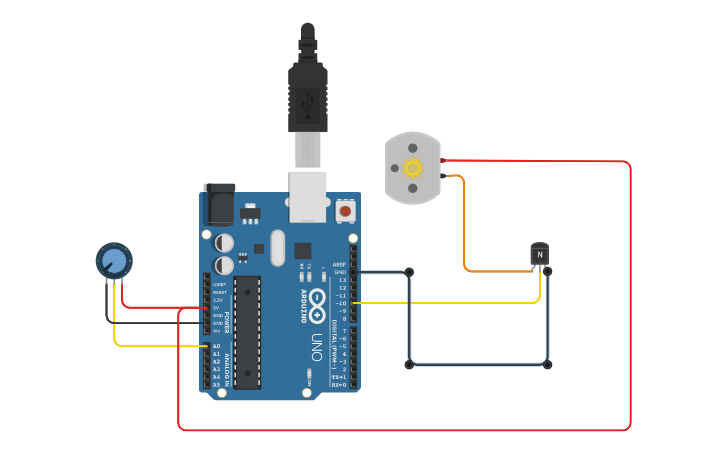Circuit design DCMotor project - Tinkercad