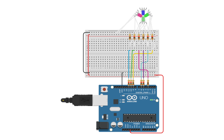 Circuit design 4 bits eye v2.0 | Tinkercad