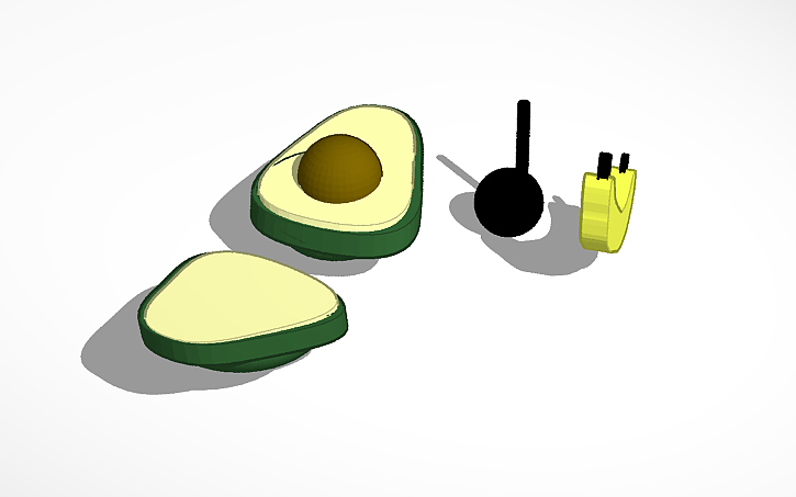 3D design avocado, quarter note and banana | Tinkercad