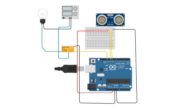 Circuit design AOXI Relay, Light Bulb and Ultrasonic sensor Arduino Uno ... Circuit design AOXI Relay, Light Bulb and Ultrasonic sensor Arduino Uno ...