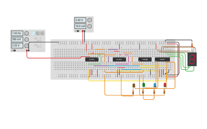 Circuit design Asyn decade counter | Tinkercad