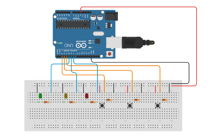 Circuit design Circuito 2 (Botão Trava) - 2º Quinzena - Tinkercad
