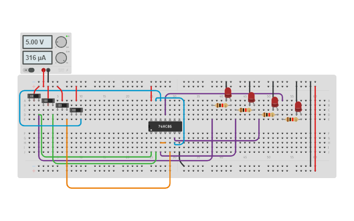 Circuit design Gray To Binary - Tinkercad
