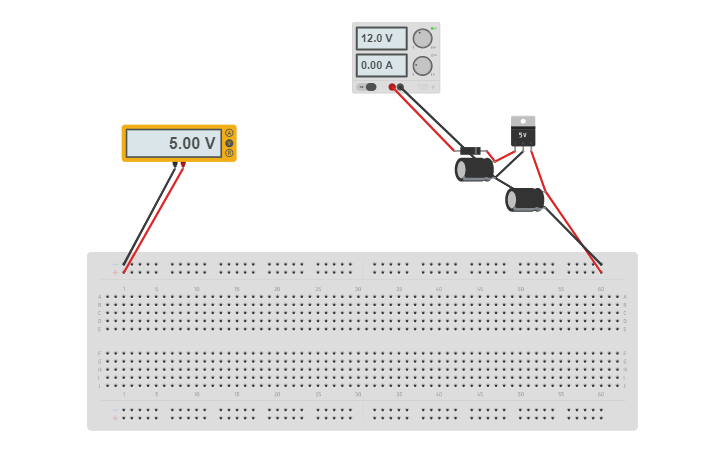 Circuit design 12v to 5v circuit - Tinkercad